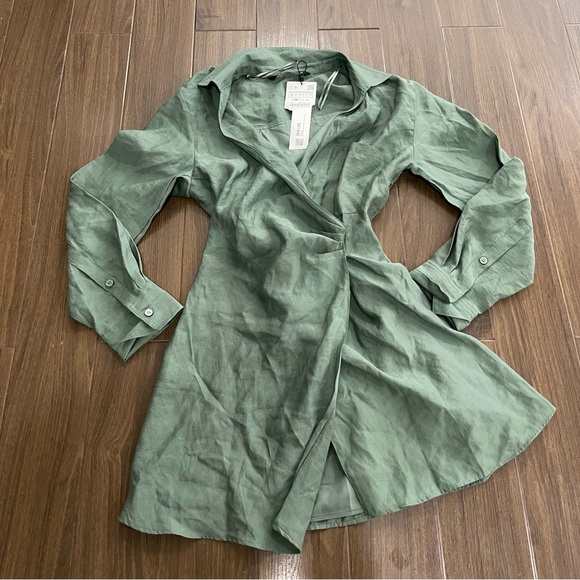 Zara | Dresses | Zara Green Cross Over Blogger Dress | Poshmark